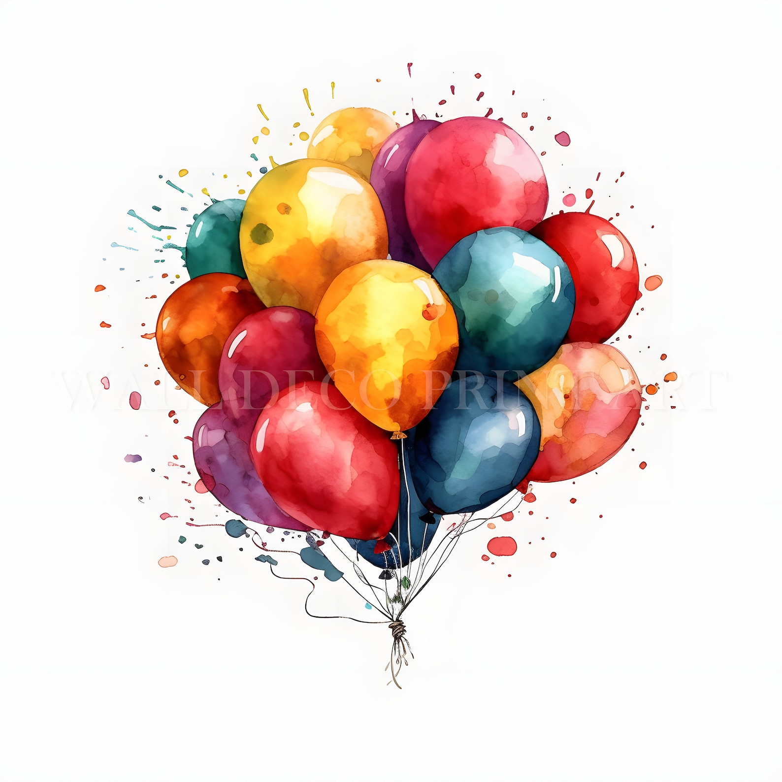 Colorful Party Balloons Clipart 10 High Quality Jpgs - Etsy