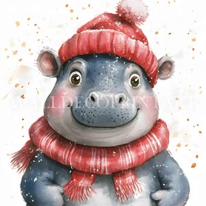 14 Christmas Hippo Clipart Bundle - High Quality Jpgs - Digital ...