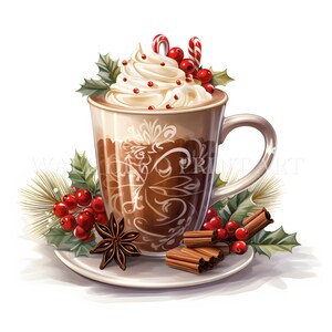 Hot Chocolate in Mug Clipart Bundle - 9 High Quality JPG - Digital ...