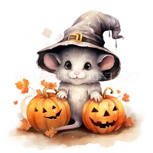 Cute Halloween Mouse Clipart Bundle - 10 High Quality Jpgs, Digital ...