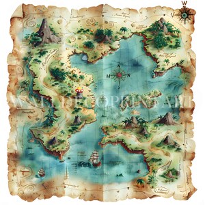 12 Fantasy Treasure Map Clipart Bundle - High Quality JPG - Digital ...