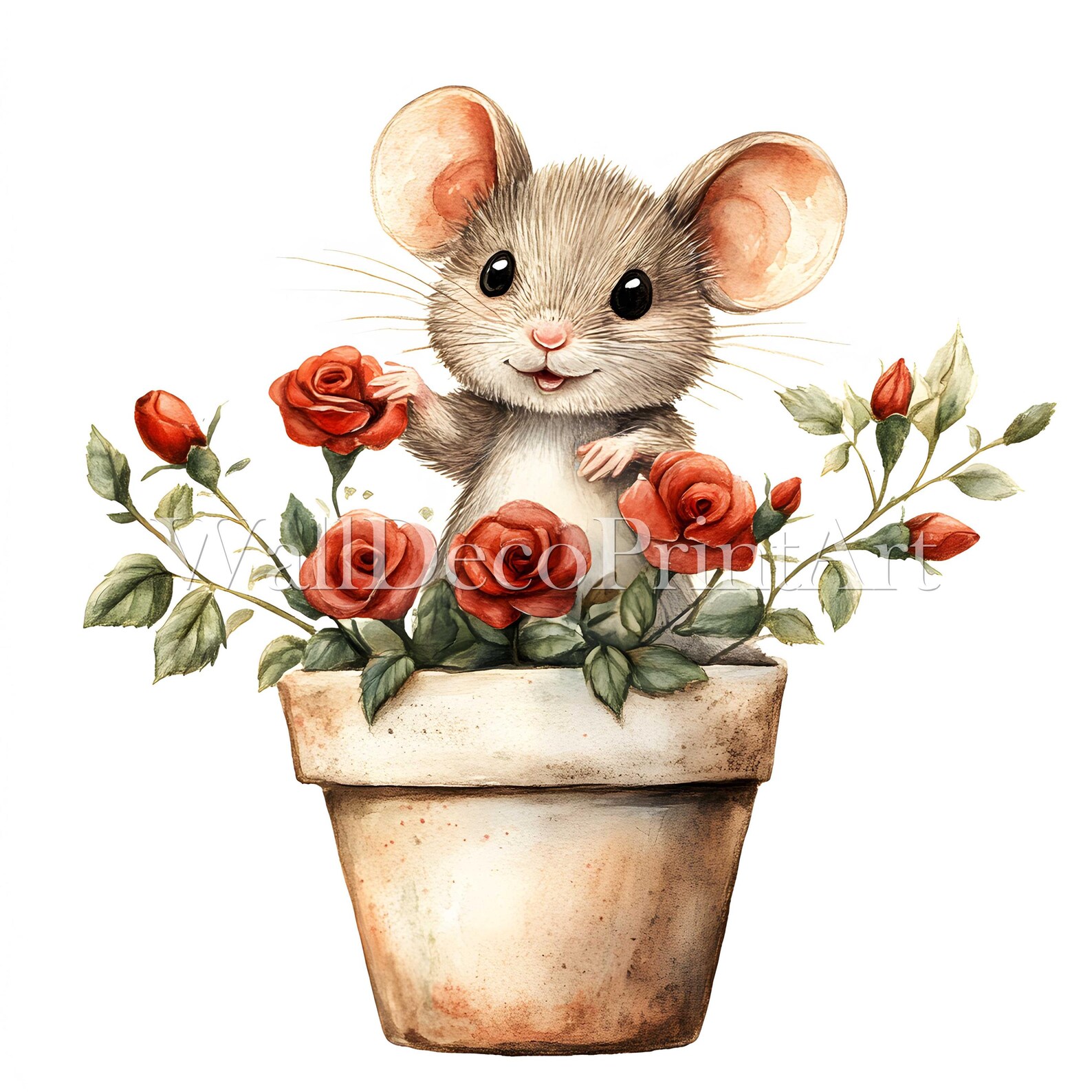 Cute MOUSE in a Pot Clipart Bundle - 10 High Quality Jpgs - Digital ...
