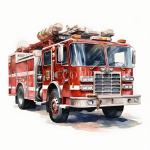 Brave Fire Truck Clipart Bundle - 10 High Quality Jpgs - Digital ...