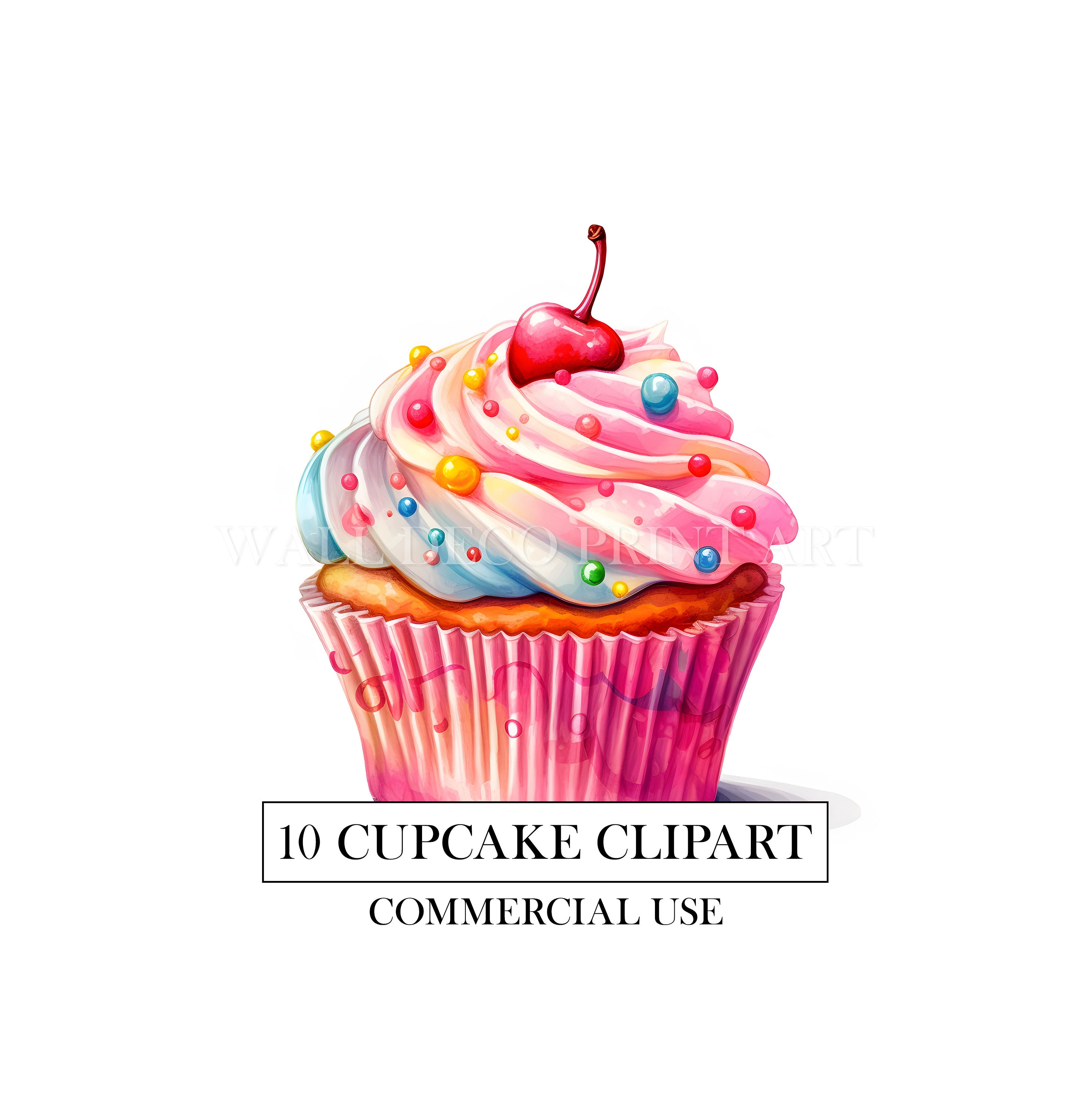 Watercolor Cupcakes Clipart Bundle 10 High Quality Jpgs - Etsy