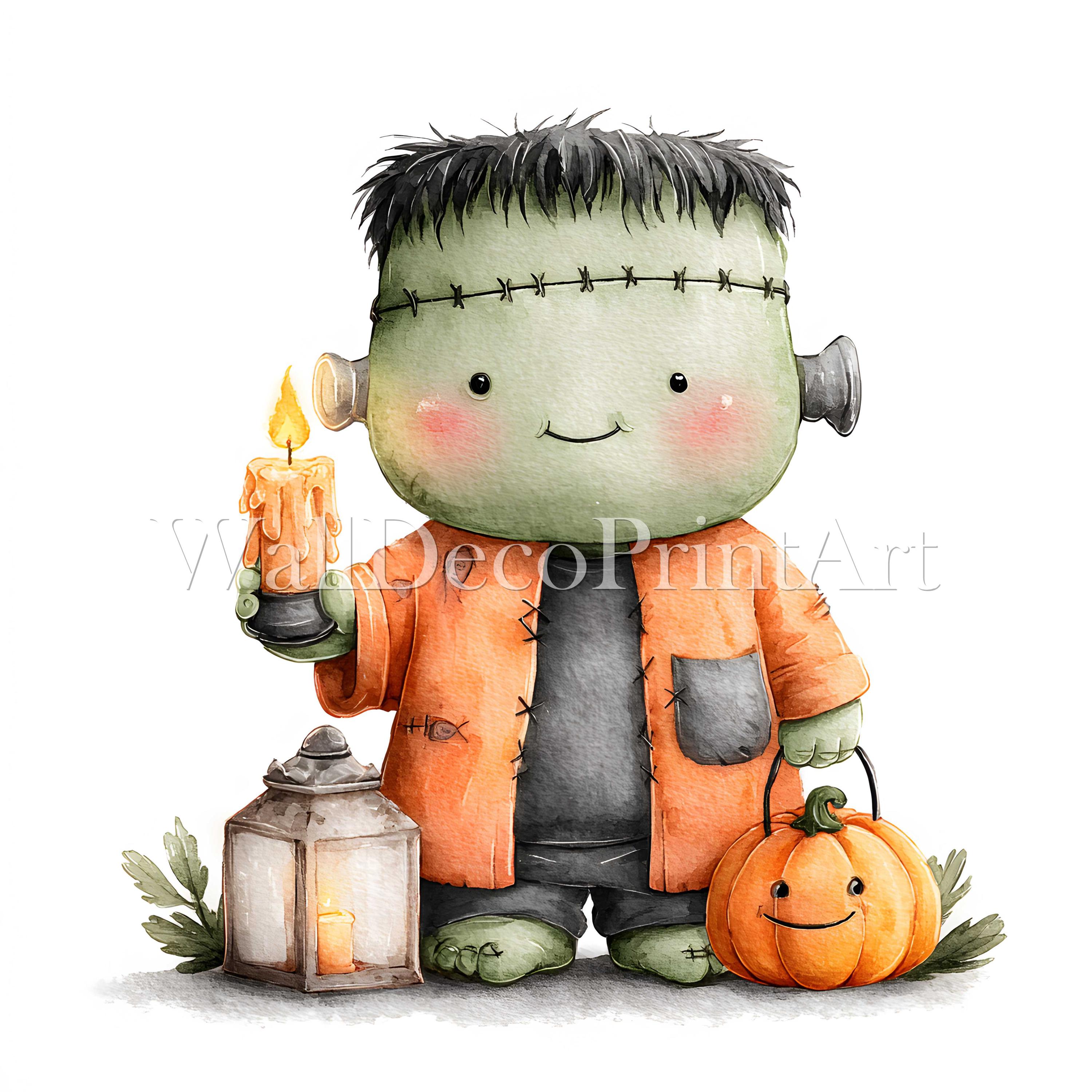 10 Cute Halloween Frankenstein Clipart Bundle - High Quality Images ...