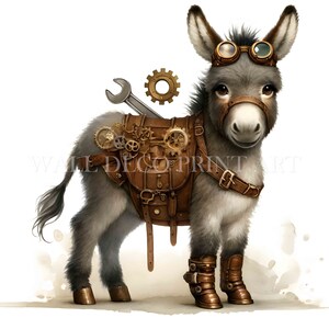 Cute Steampunk Donkey Clipart Bundle - 10 High Quality Images - Digital ...
