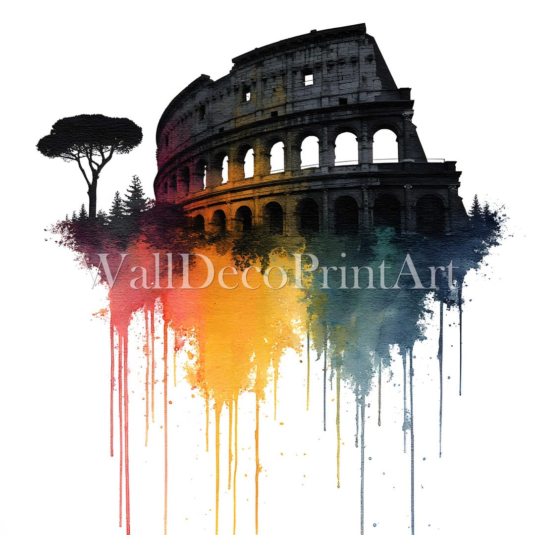 10 Colorful Colosseum Clipart Set High Resolution Watercolor ...