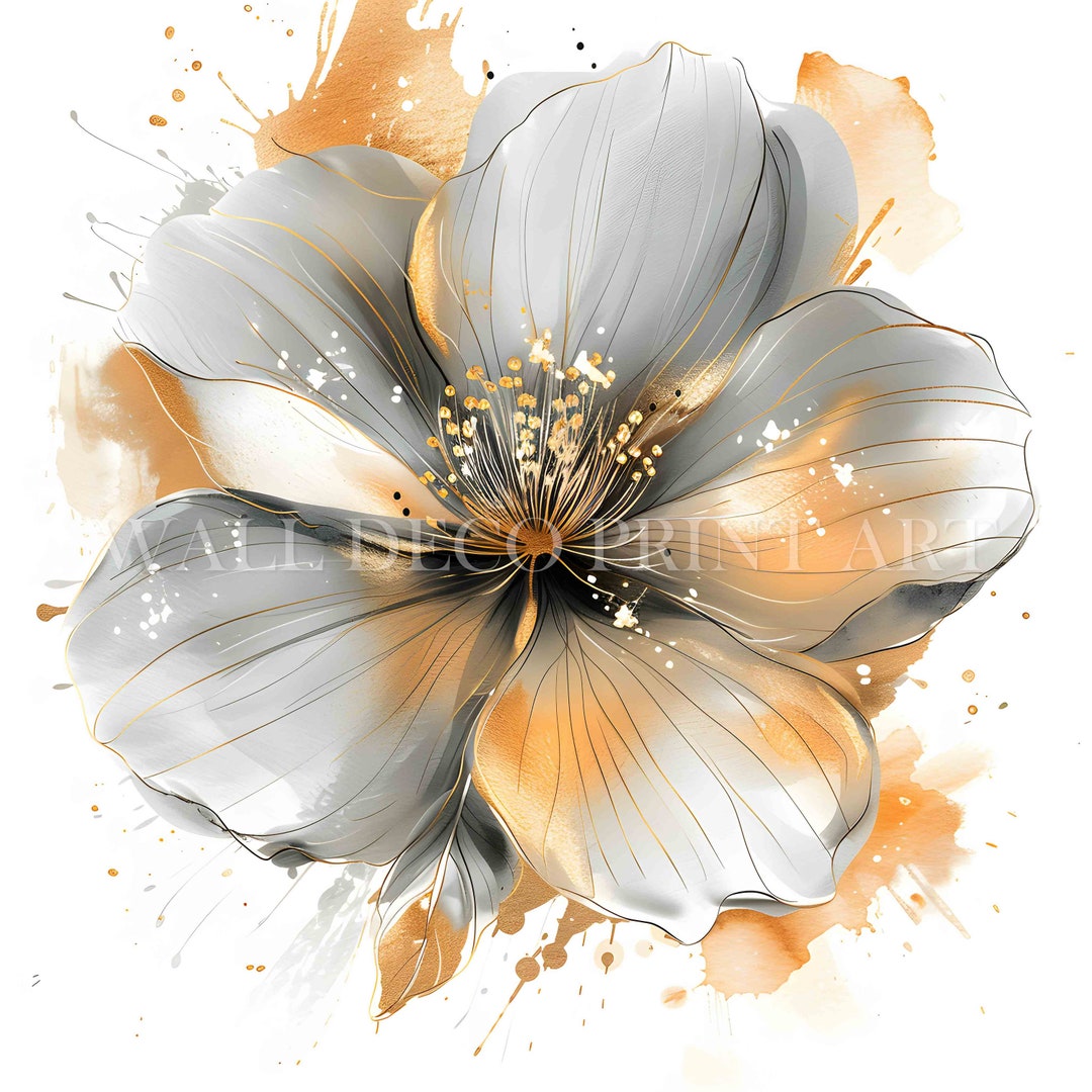 Silver & Gold Abstract Flowers Clipart Bundle - 10 High Quality Jpgs ...