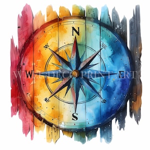 Colorful Compass Clipart Bundle - 12 High Quality Jpgs - Digital ...