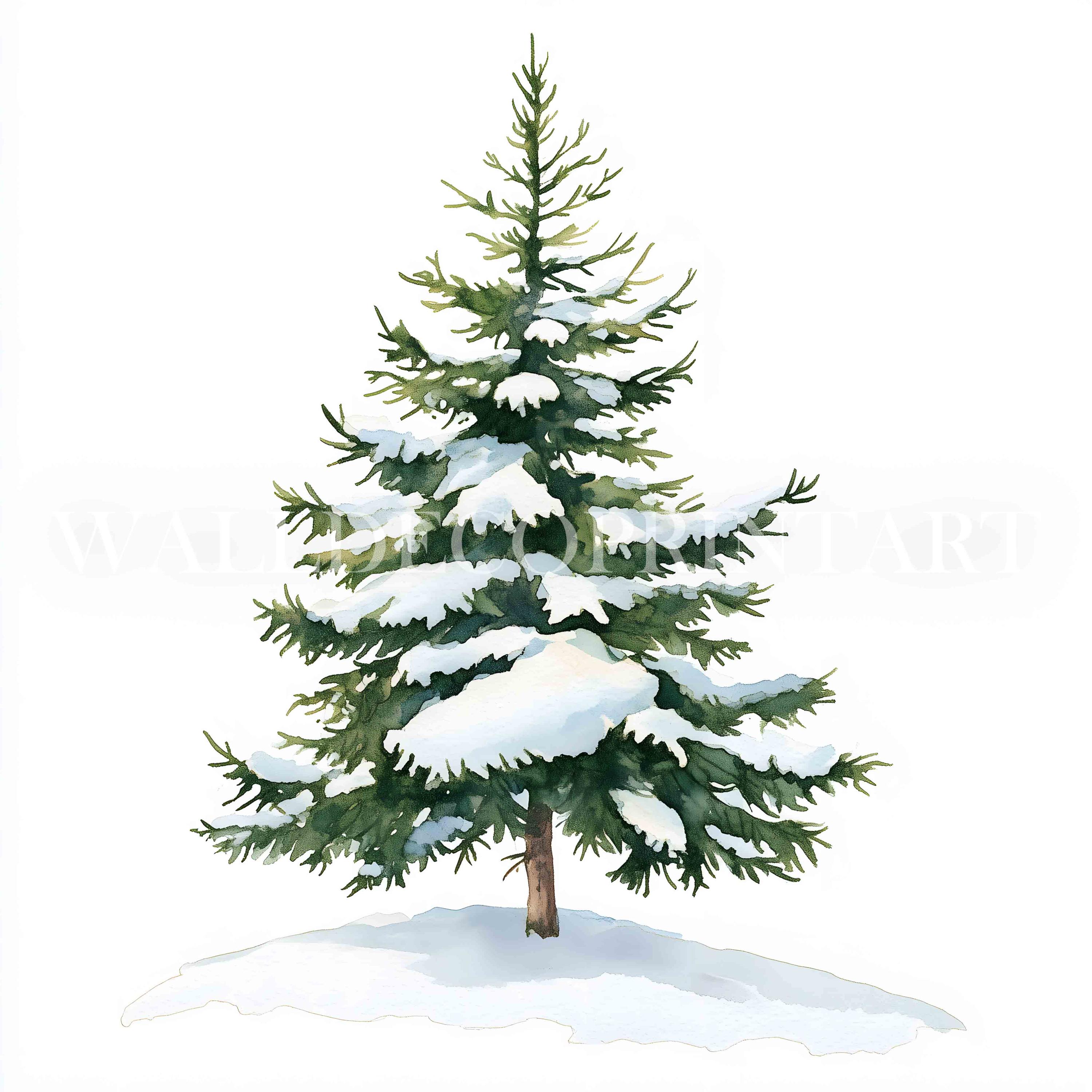 10 Winter Tree With Snow Clipart Bundle - High Quality Jpgs - Digital ...