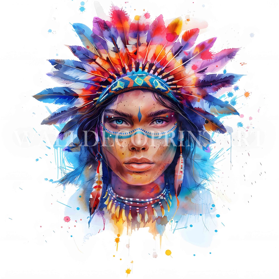 12 Proud Native American Indian Cliparts - High Quality Jpgs - Digital ...