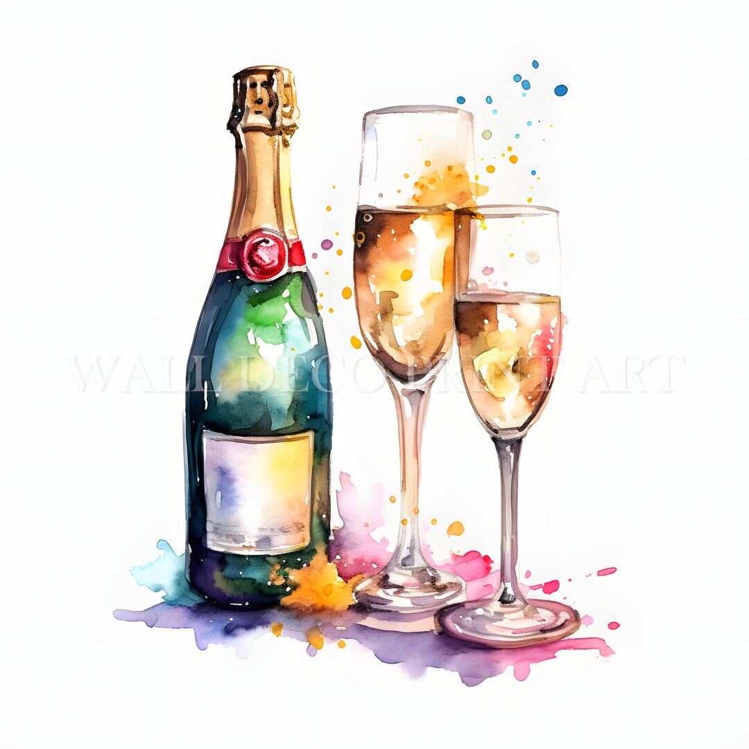 Colorful Party Champagne Clipart - 10 High Quality Jpgs - Digital ...