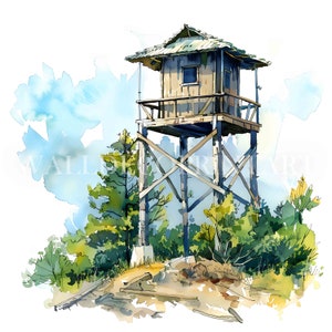 10 Lookout Tower Clipart - High Quality Jpgs - Digital Download ...