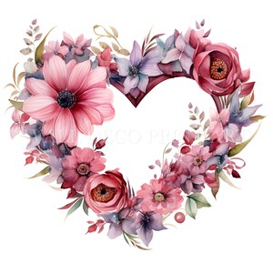 Flower Heart Clipart - 11 High Quality Jpgs - Instant Digital Downloads ...