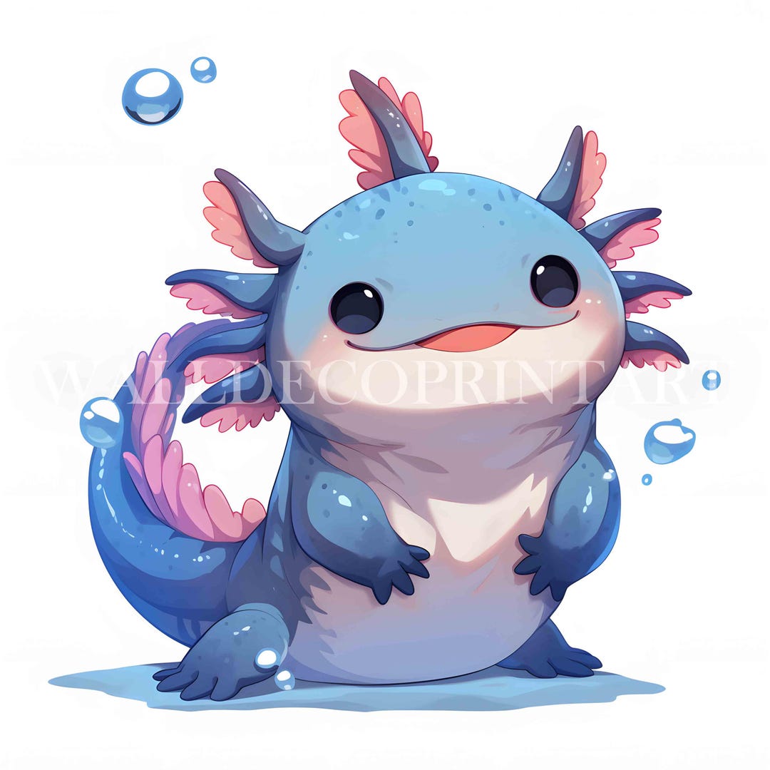 Cute Kawaii Axolotl Clipart Bundle - 11 High Quality Jpgs - Digital ...