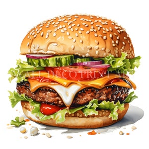 Tasty Hamburger Clipart Bundle - 10 High Quality Jpgs - Digital ...