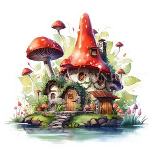 Watercolor Toadstood House Clipart Bundle - 10 High Quality Jpgs ...