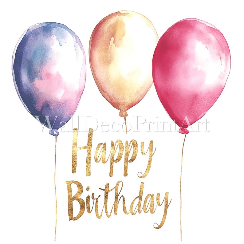 10 Pink & Gold Happy Birthday Clipart Bundle - High Quality Jpgs ...