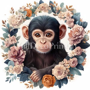 Cute Monkey Clipart Bundle - 10 High Quality JPG - Digital Download ...