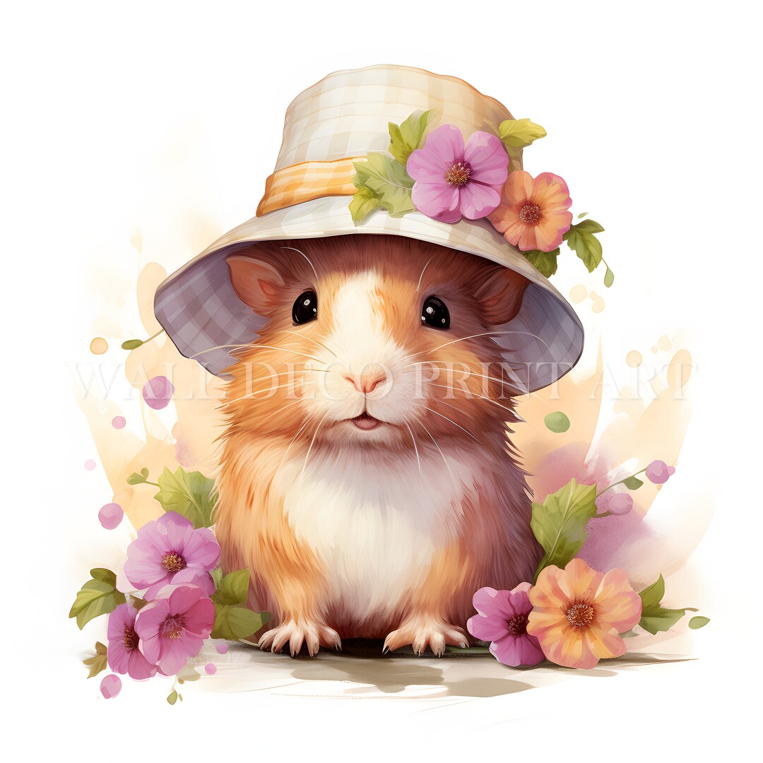 Spring Flower Guinea Pig Clipart Bundle - 10 High Quality JPG - Digital ...