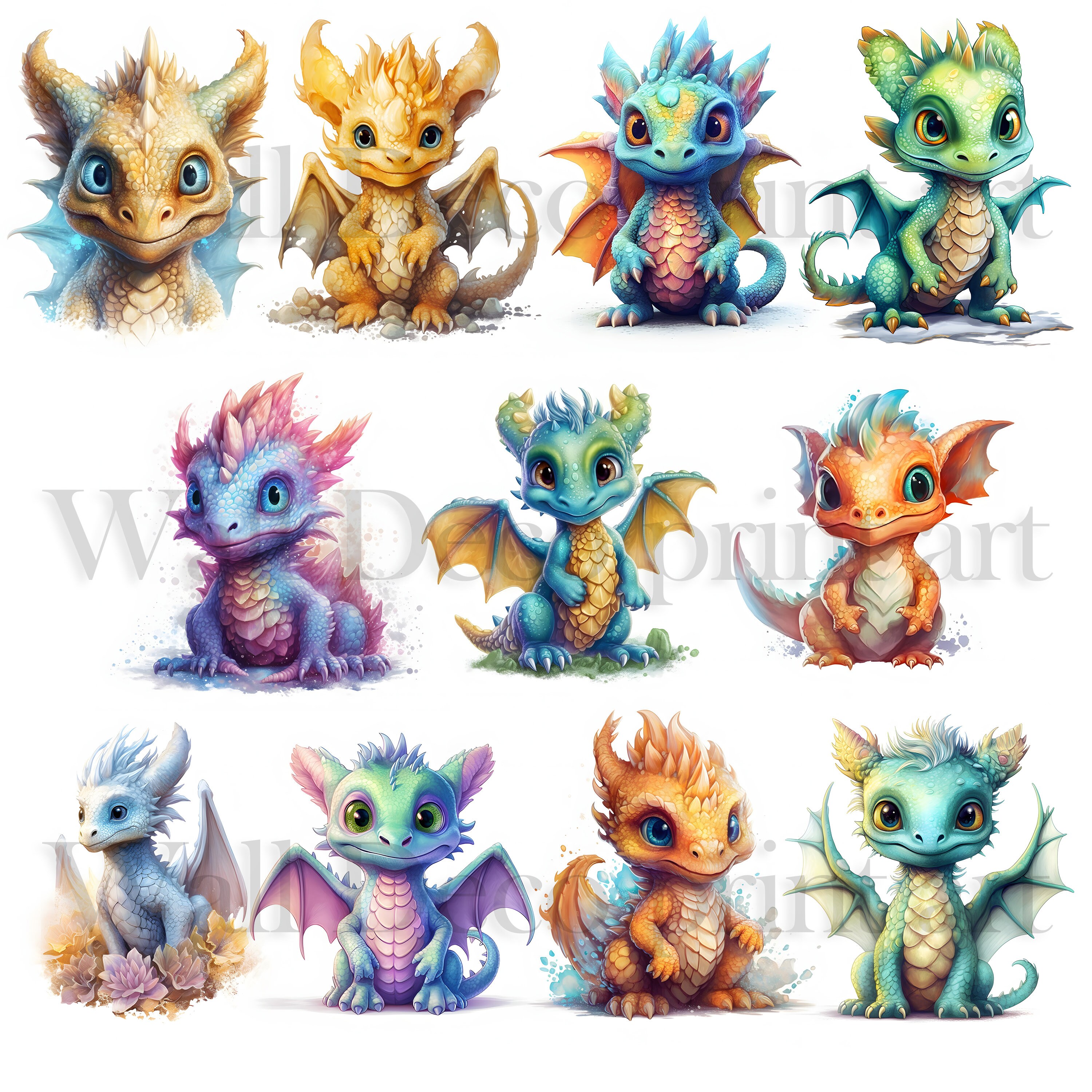 Fantasy Baby Dragons 22 High Quality Jpgs Digital - Etsy
