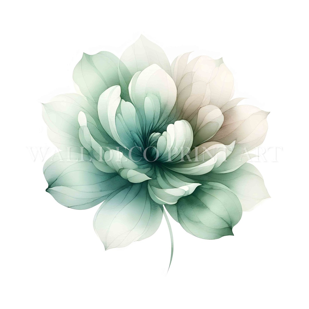 Green Simple Flowers Clipart Bundle - 12 High Quality JPG - Digital ...