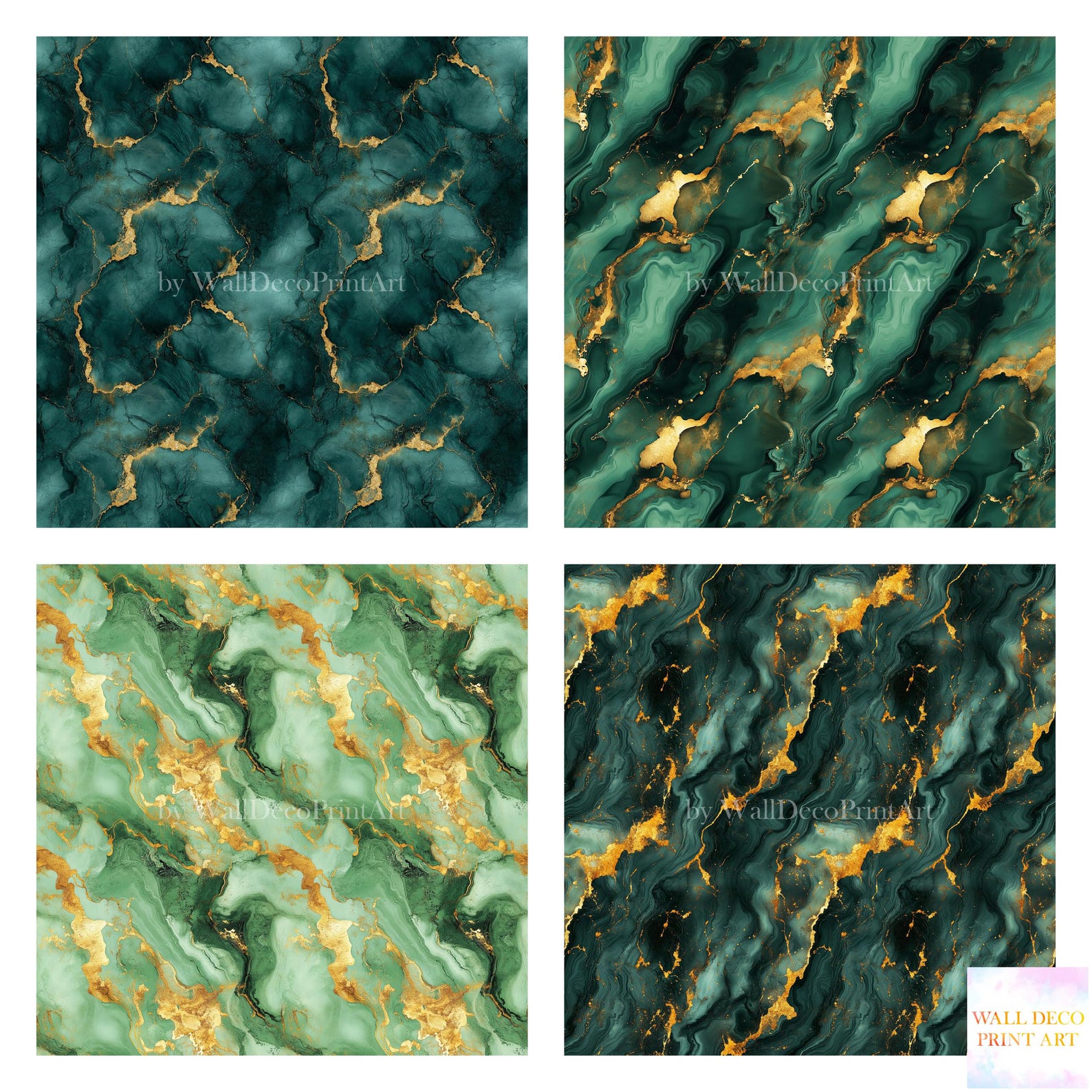 Golden Green Marble Digital Paper - Seamless Abstract Design for ...