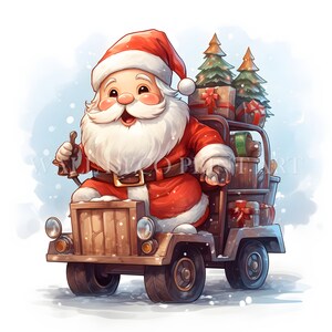 Santa Claus Riding a Truck Clipart Bundle - 10 High Quality JPG ...