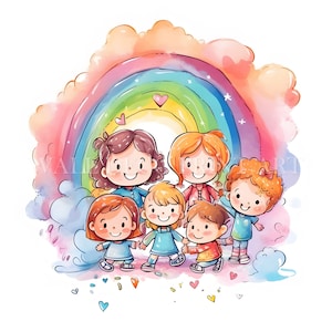 Childrens Day Rainbow Clipart - 8 High Quality Jpgs - Digital Downloads ...