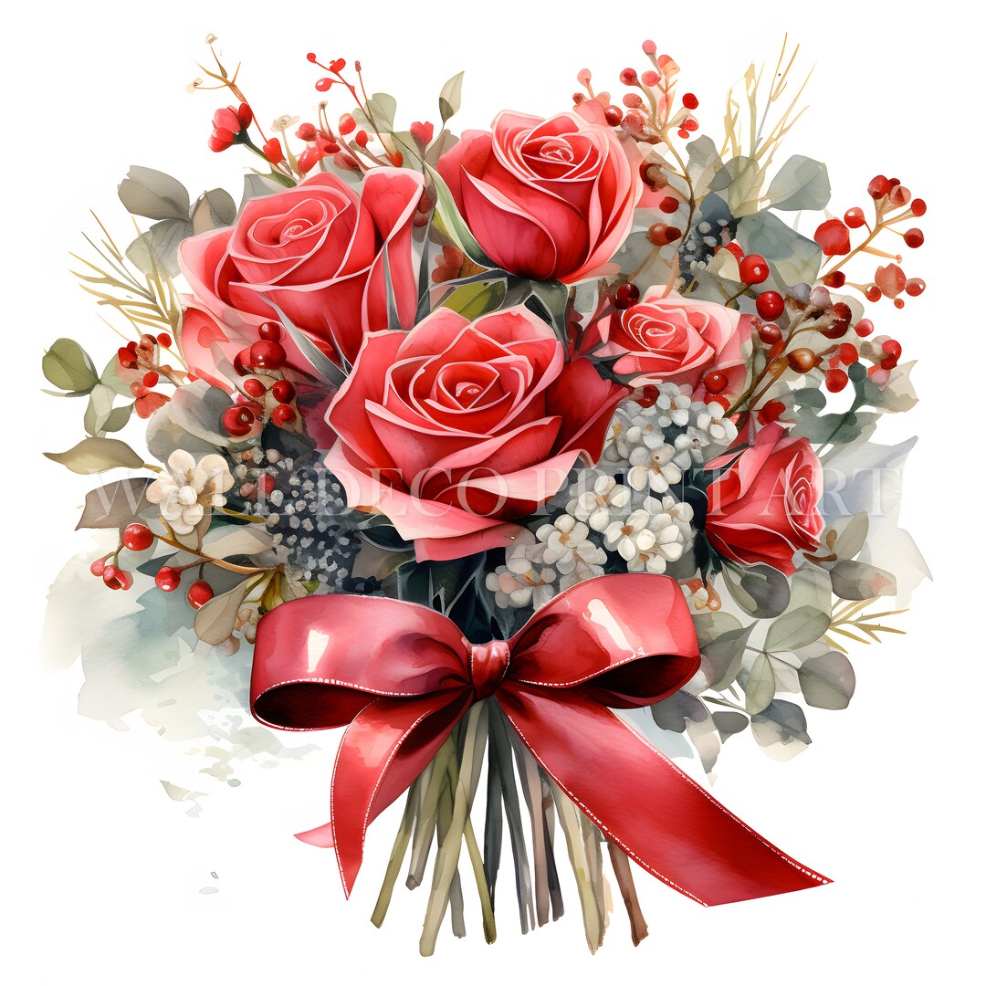 Rose Bouquets Clipart Bundle - 10 High Quality Jpgs - Instant Digital ...