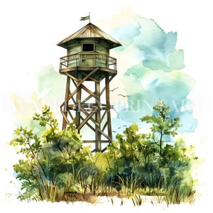 10 Lookout Tower Clipart - High Quality Jpgs - Digital Download ...