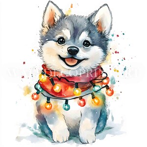 Christmas Husky Dog Lights Clipart Bundle - 10 High Quality JPG ...