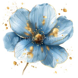 Blue & Gold Abstract Flowers Clipart Bundle - 13 High Quality Jpgs ...