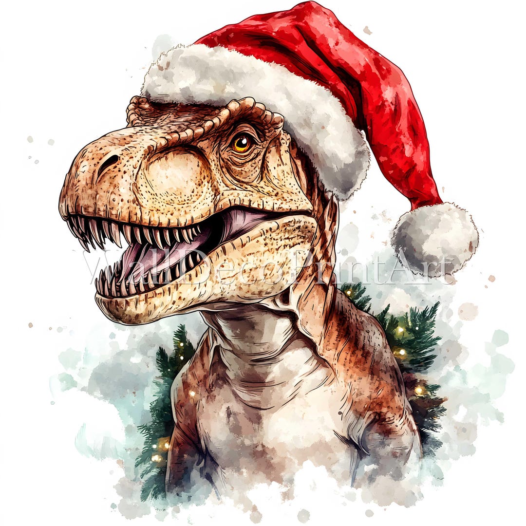 12 Christmas T-REX Dinosaur Clipart Bundle - High Quality JPG - Digital ...