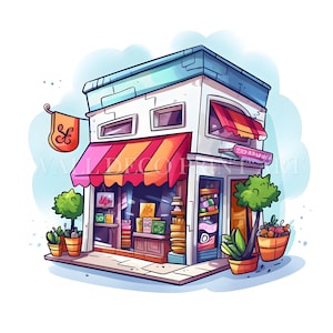Lovely Colorful Shop Clipart - 10 High Quality Jpgs - Digital Downloads ...