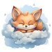 Fox Sleeping on a Cloud Clipart Bundle - 10 High Quality Jpgs - Digital ...