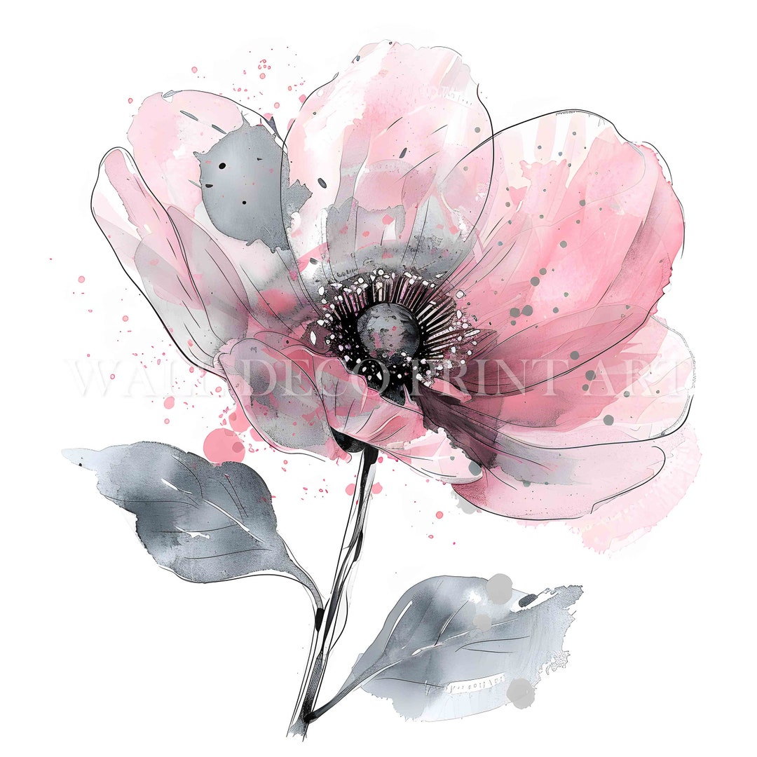 Pink & Silver Abstract Flowers Clipart Bundle - 10 High Quality Jpgs ...