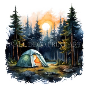 Watercolor Camping Clipart Bundle - 10 High Quality Jpgs - Digital ...