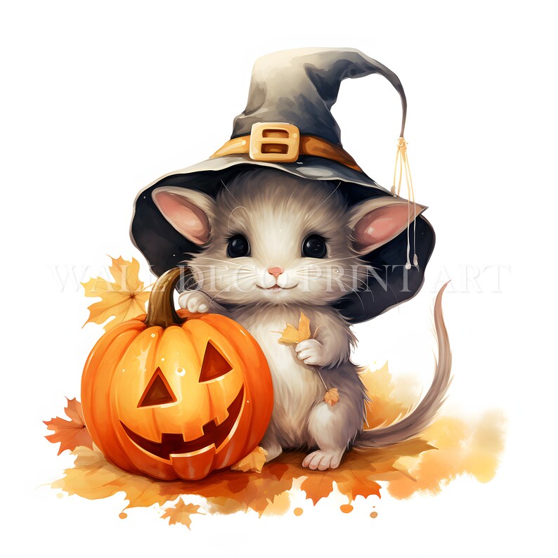 Cute Halloween Mouse Clipart Bundle - 10 High Quality Jpgs, Digital ...
