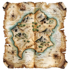 12 Fantasy Treasure Map Clipart Bundle - High Quality JPG - Digital ...