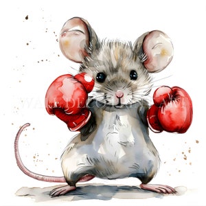 Cute Boxing Mouse Clipart Bundle - 10 High Quality Jpgs - Digital ...