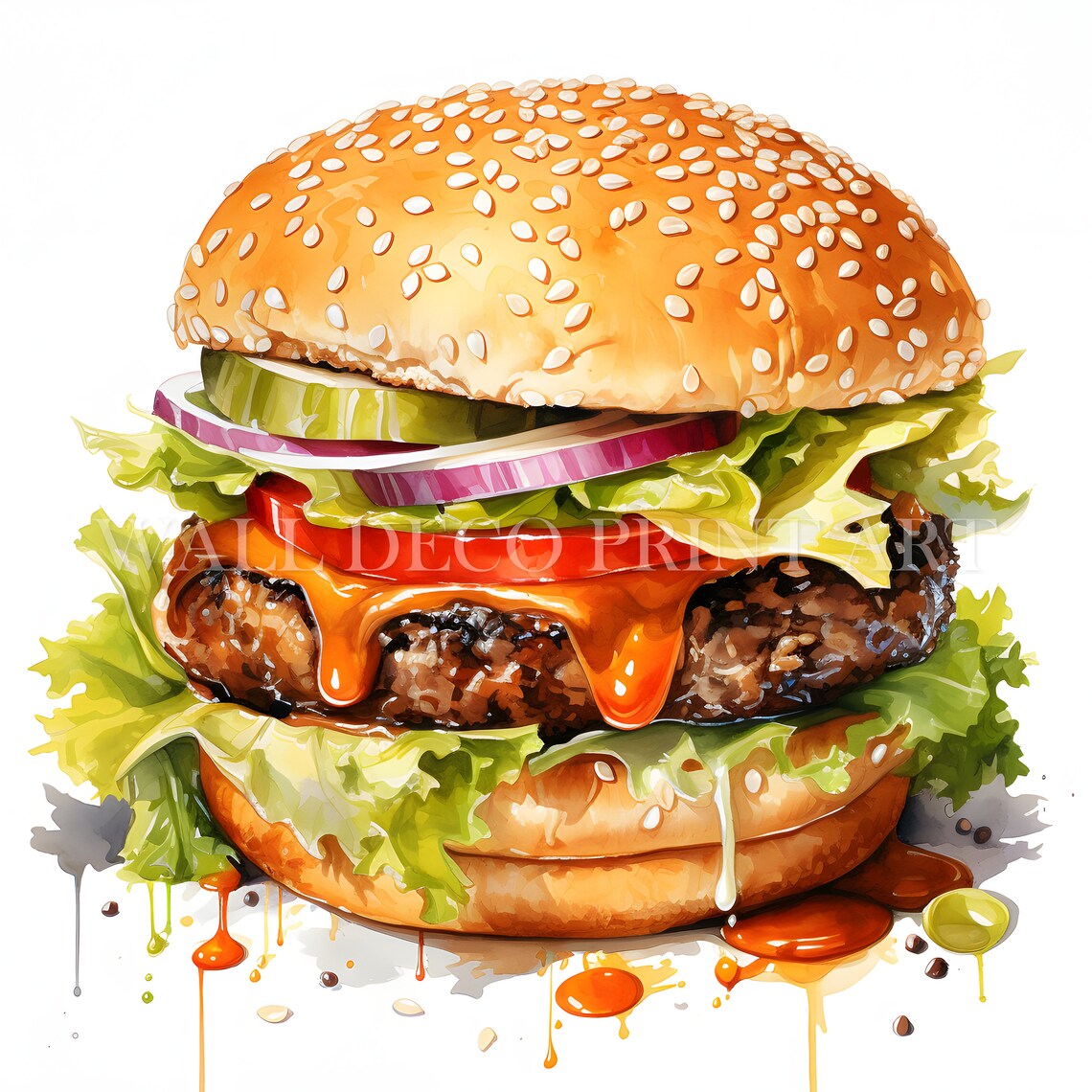 Tasty Hamburger Clipart Bundle - 10 High Quality Jpgs - Digital ...