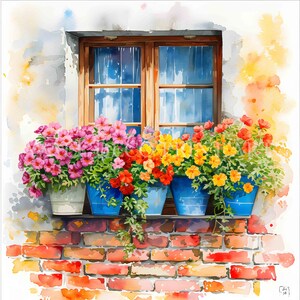 Flowery Window Box Clipart Bundle - 12 High Quality Jpgs - Digital Downloads - Commercial Use ...