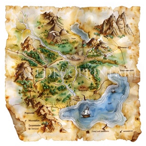 12 Fantasy Treasure Map Clipart Bundle - High Quality JPG - Digital ...