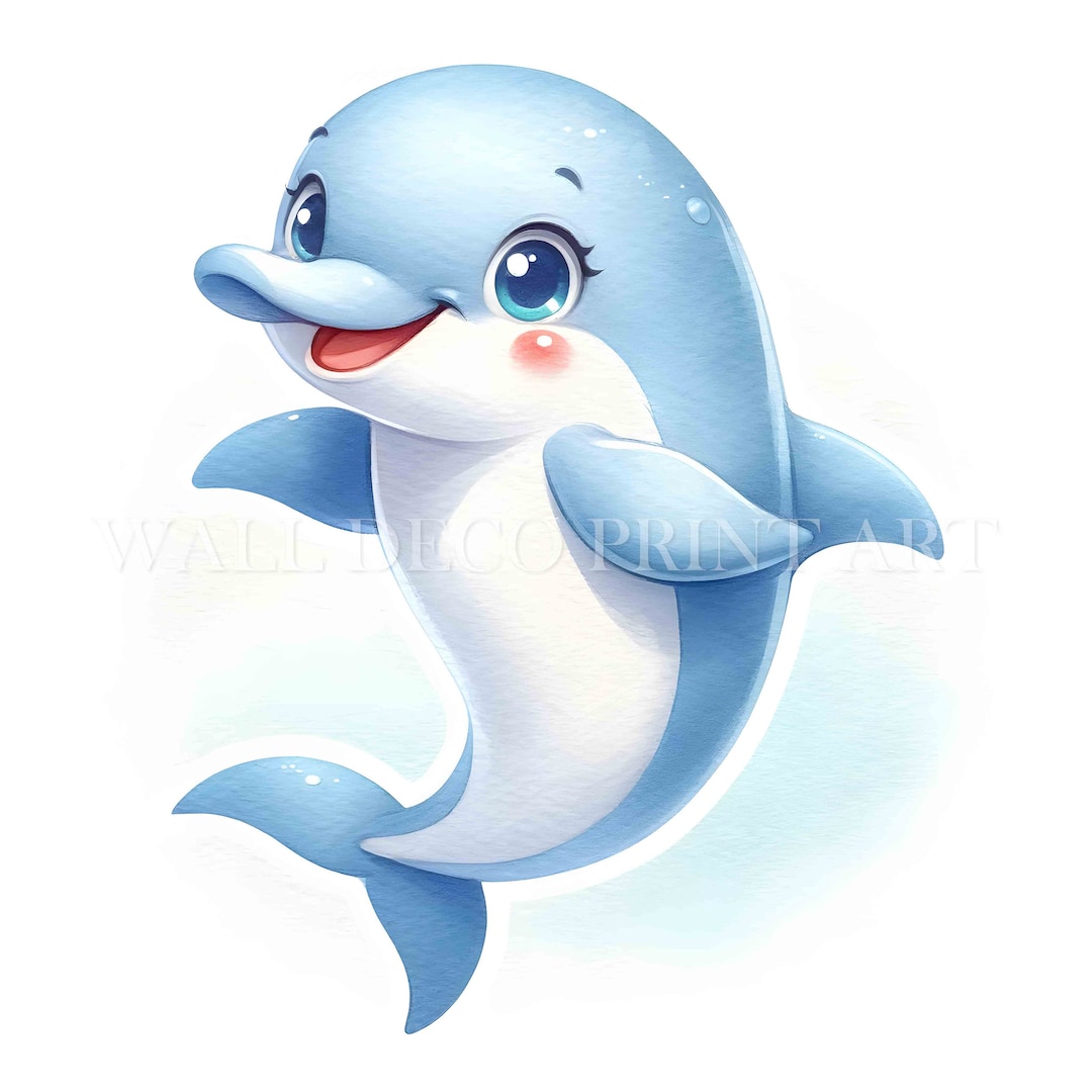 Cute Dolphin Clipart Bundle - 5 High Quality JPG - SOFT SKETCH ...