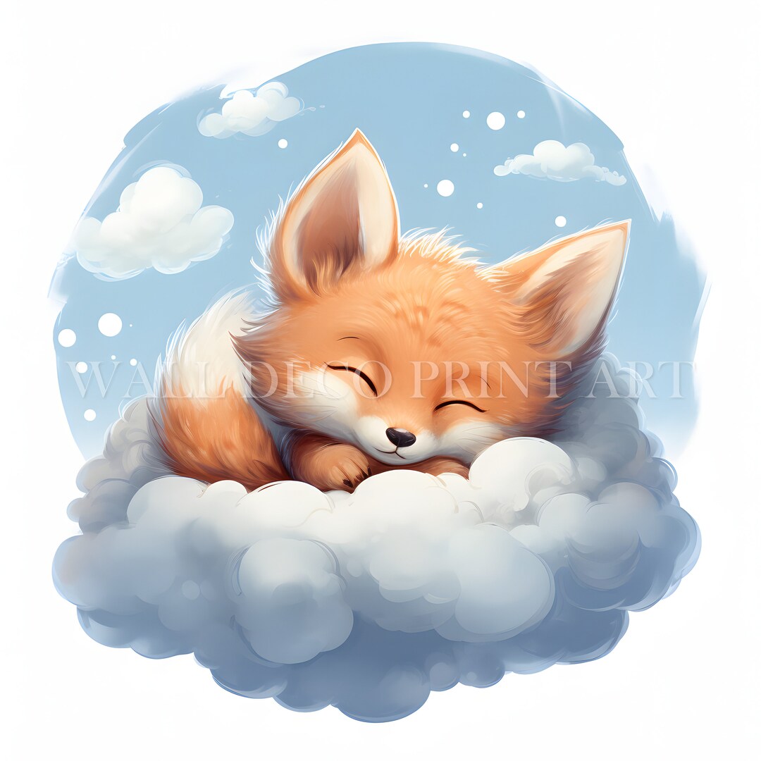Fox Sleeping on a Cloud Clipart Bundle - 10 High Quality Jpgs - Digital ...