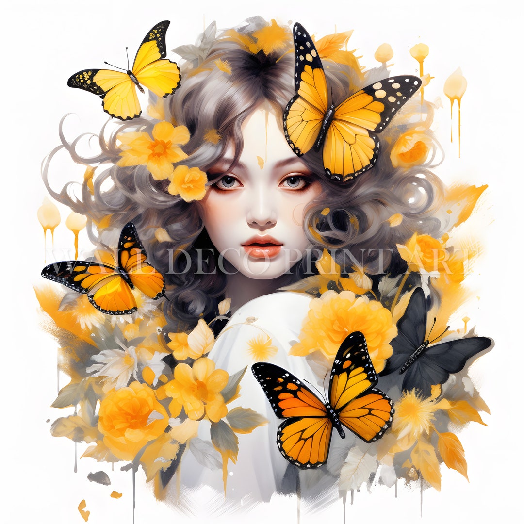 Lovely Girls With Butterflies & Flowers Clipart Bundle - 14 High ...