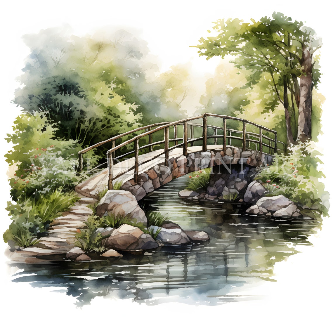Watercolor Old Bridge Clipart Bundle - 10 High Quality Jpgs - Digital ...
