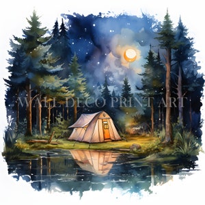 Watercolor Camping Clipart Bundle - 10 High Quality Jpgs - Digital ...
