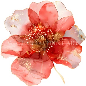 Red & Gold Abstract Flowers Clipart Bundle - 10 High Quality Jpgs ...